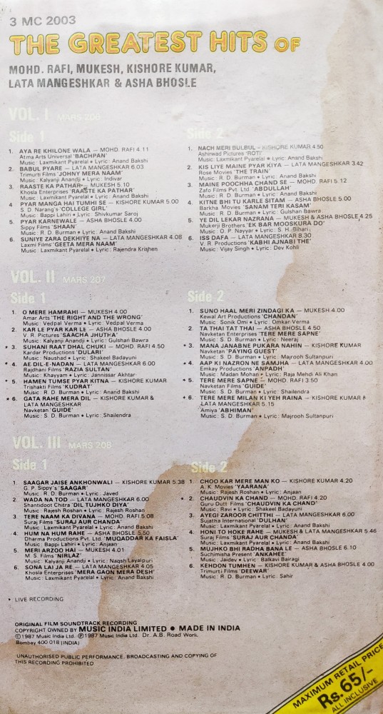 The Greatest Hits of Mohd Rafi. Kishore Kumar, Lata Mangeshkar & Asha ...